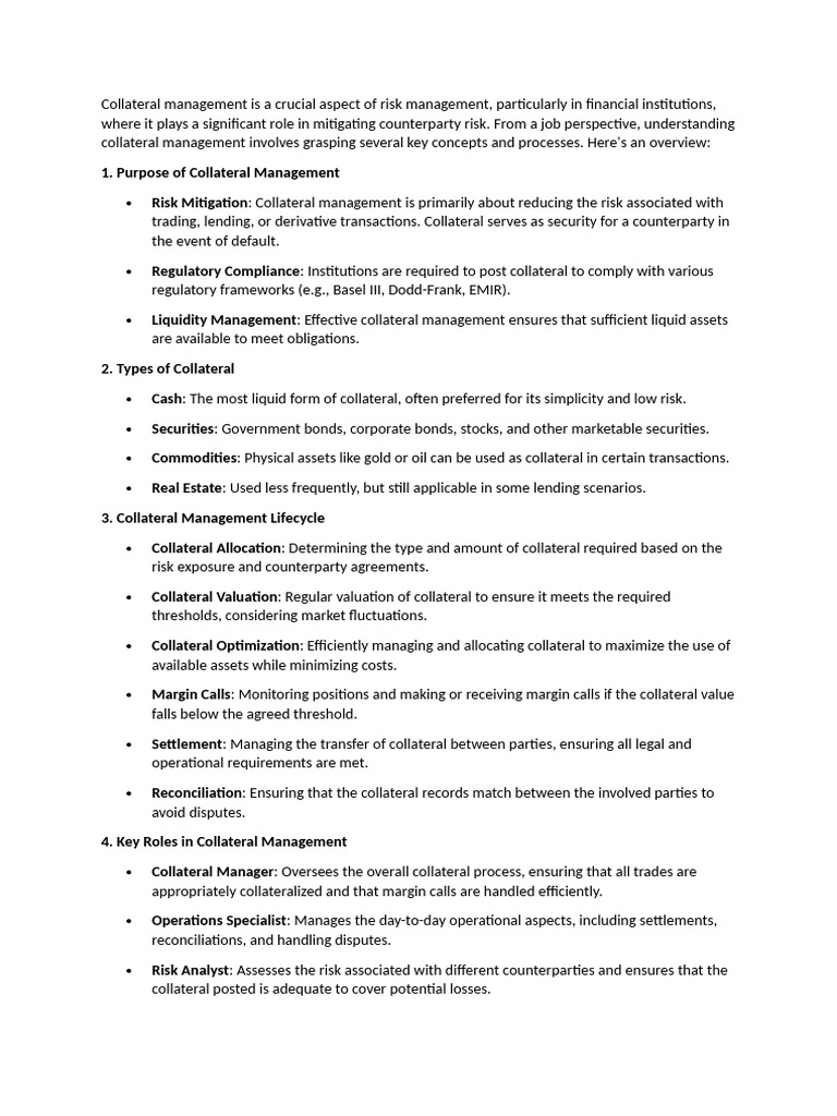 Collateral Management Is A Crucial Aspect of Risk Management | PDF ...