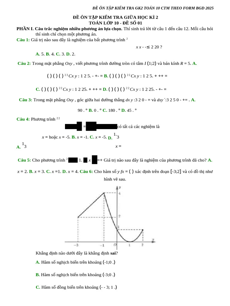 10 de On Tap Kiem Tra Giua Hoc Ki 2 Toan 10 Knttvcs Cau Truc Moi 3 2 2 3 | PDF