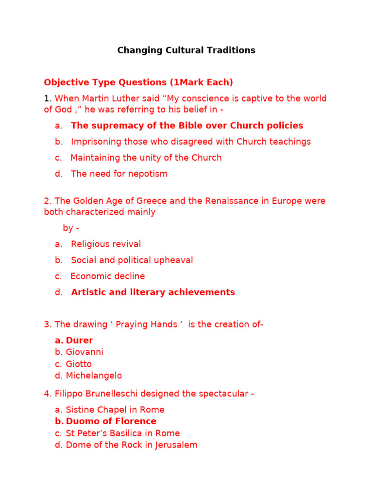 Changing Cultural Traditions | PDF | Renaissance | Humanism