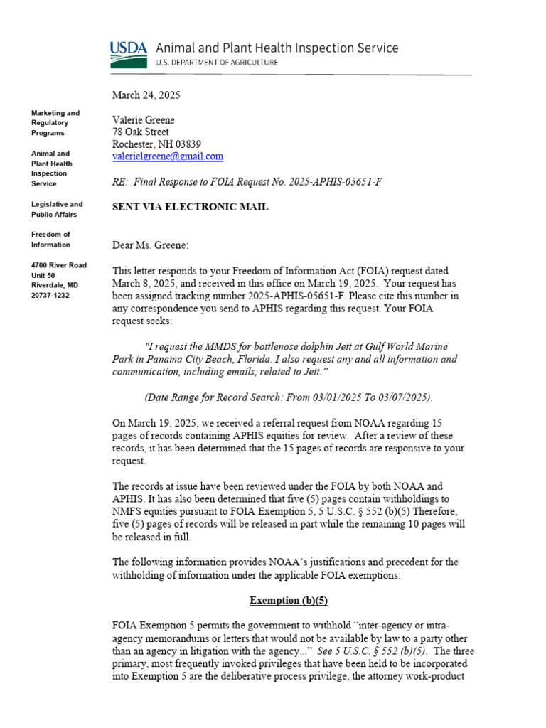 JETT USDA Letter 25 05651 F (Final Response) | PDF | Freedom Of ...