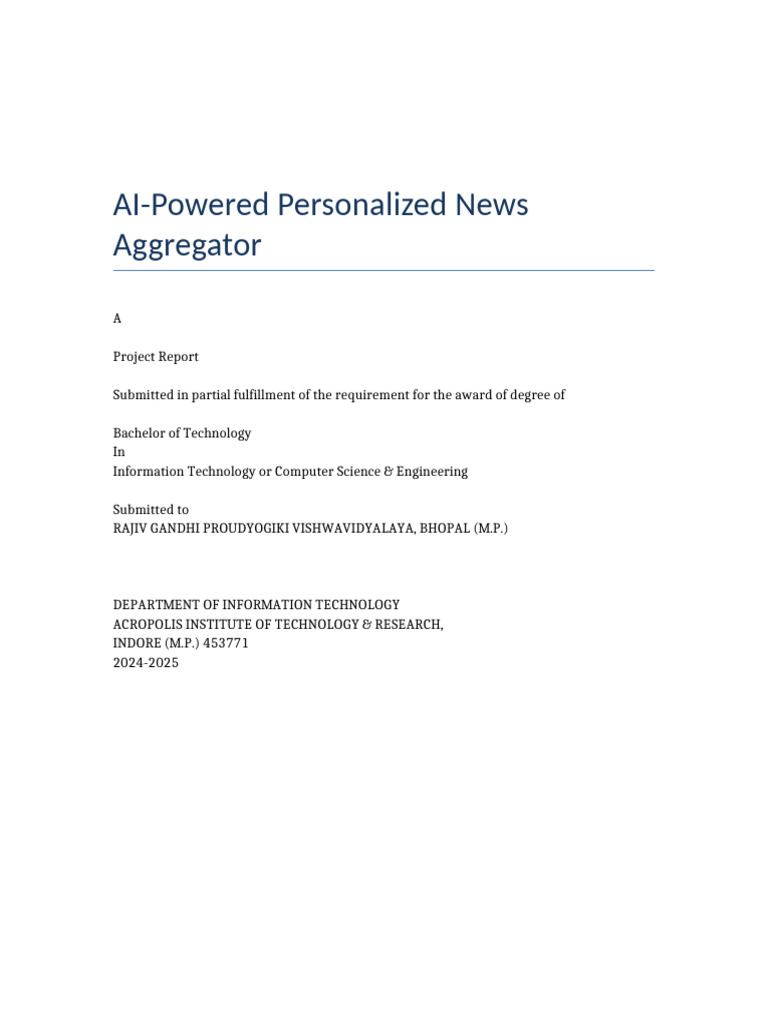 AI_Personalized_News_Aggregator_Report | PDF | Software Testing | System