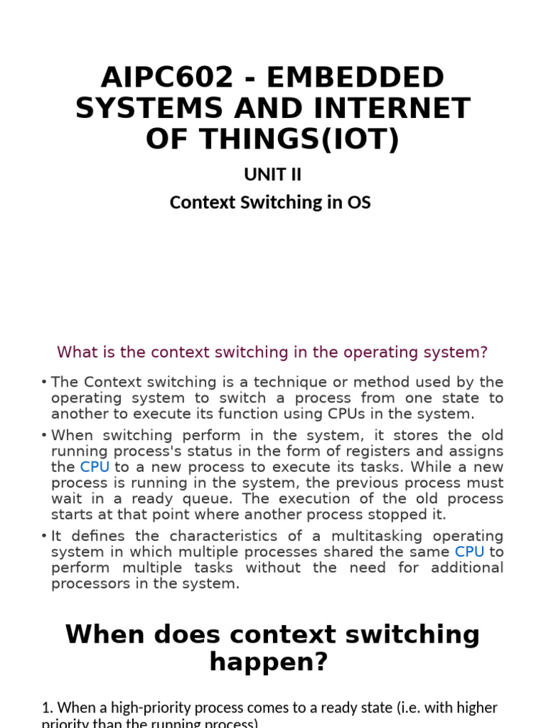 Unit-2 Part 3 Context Switching | PDF | Process (Computing) | Operating System