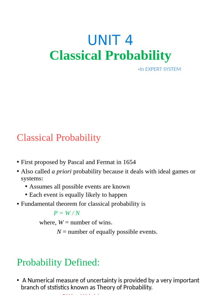 UNIT 4 Classical Probability | PDF