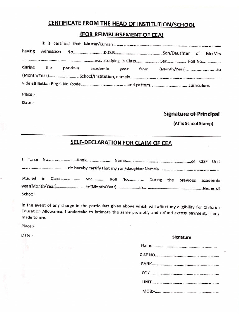 Cea New Form 2021 | PDF