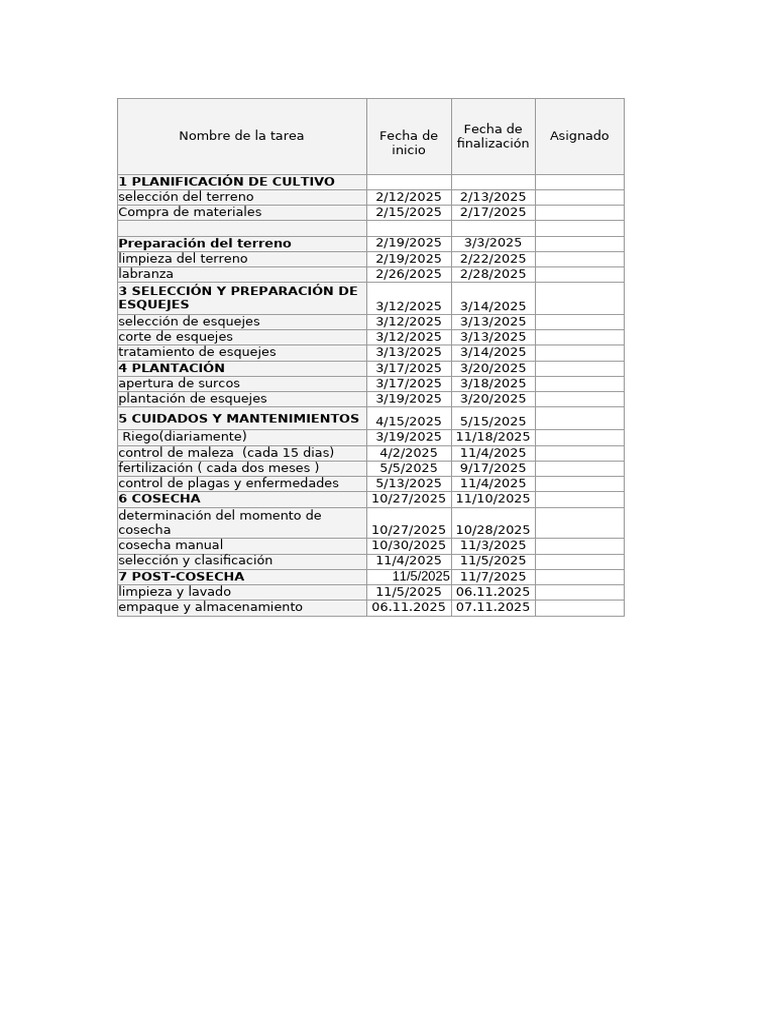 Diagrama Cultivo de Yuca (1) | PDF | Cosecha | Horticultura