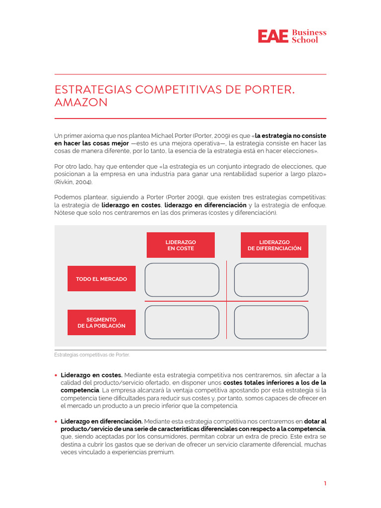 Estrategias Competitivas de Porter. Amazon | PDF | Mercado (economía) | Comercio electrónico