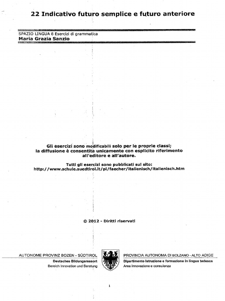 Esercizi Futuro Semplice | PDF