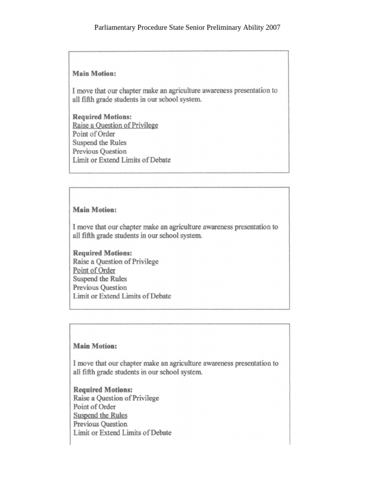 Parliamentary Procedure CDE 2007 Ability State Preliminary | PDF
