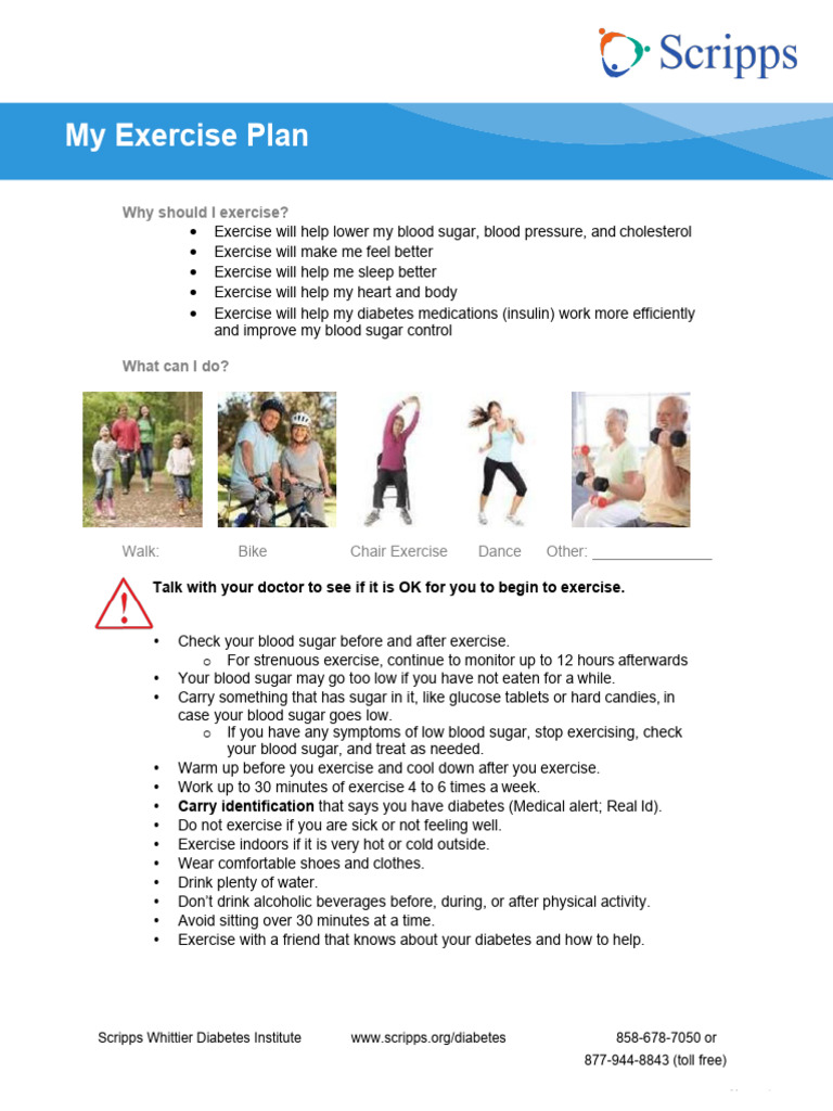 My Exercise Plan and Chair Exercises English | PDF | Diabetes ...
