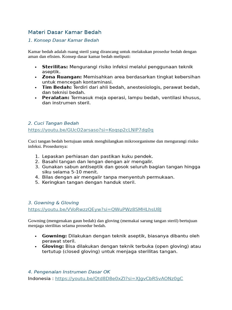 Panduan Dasar Kamar Bedah dan Prosedur Steril | PDF