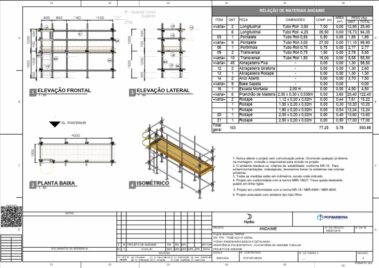 Projeto 2 - Andaime Tubo Roll | PDF