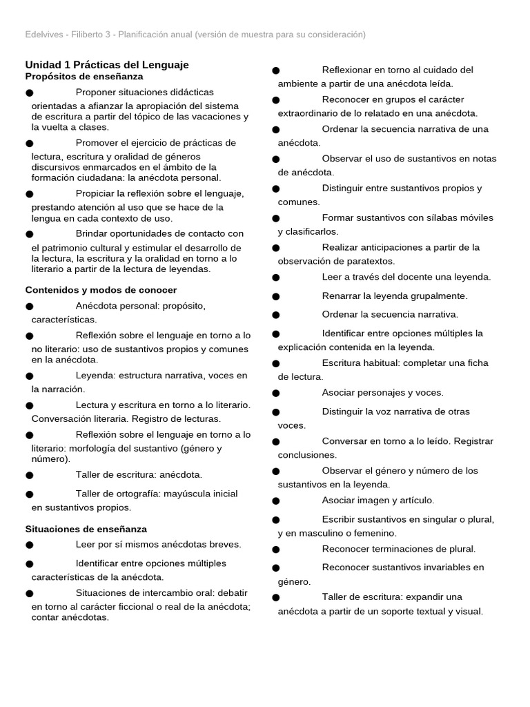Planificación Anual Edelvives Filiberto 3 | PDF | Poesía | Enseñando
