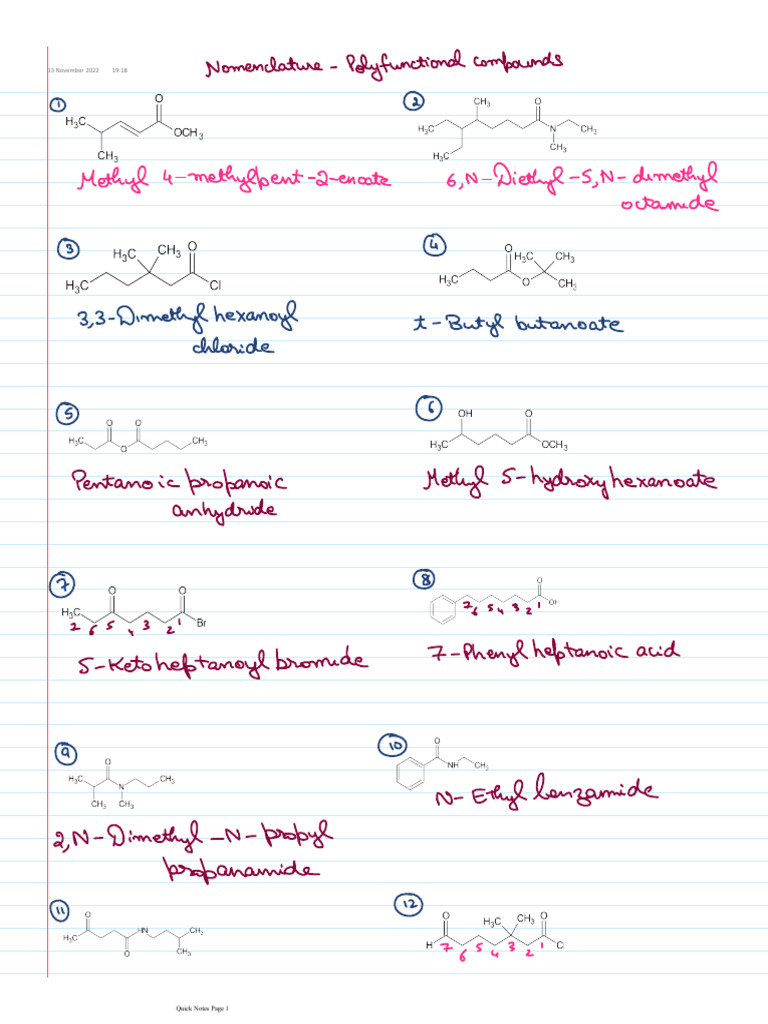IUPAC Nomenclature Assignment 3 (Polyfunctional Compounds) Solutions-1 ...