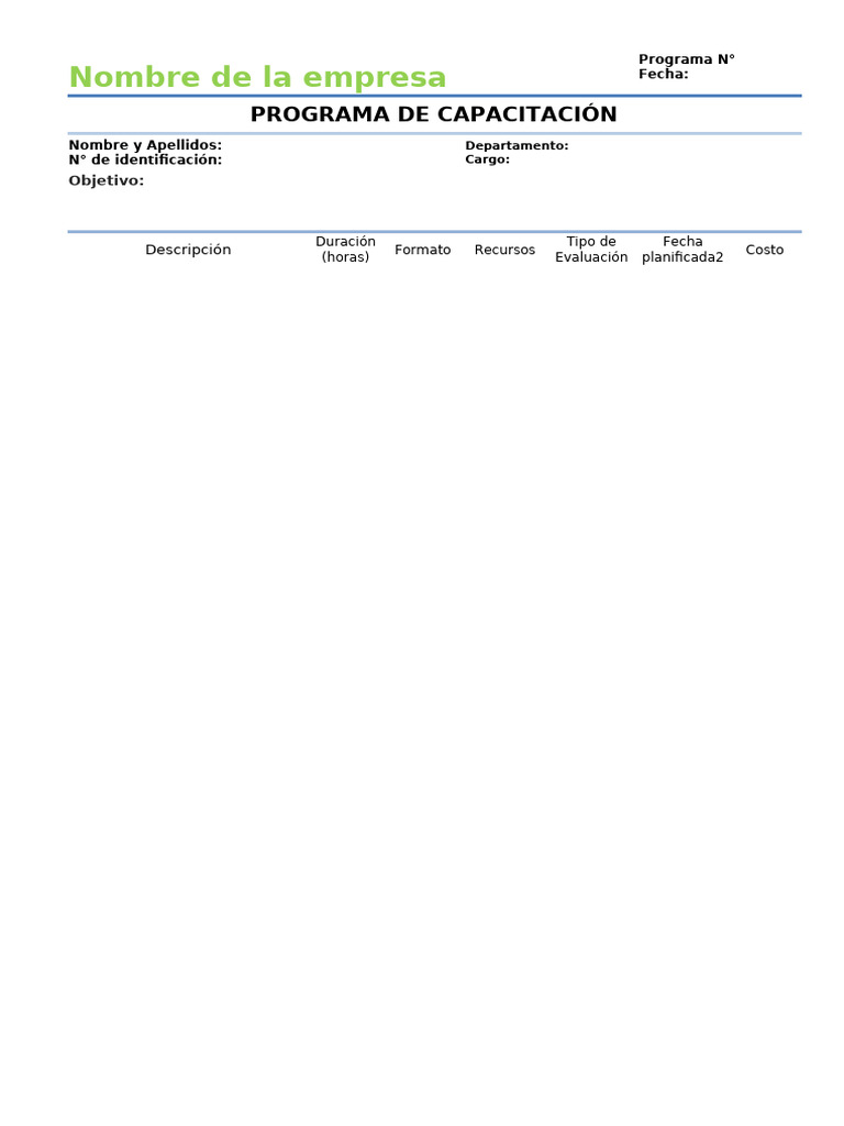 Programa de Capacitación Detallado | PDF