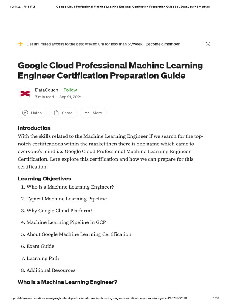 Google Cloud Professional Machine Learning Engineer Certification ...
