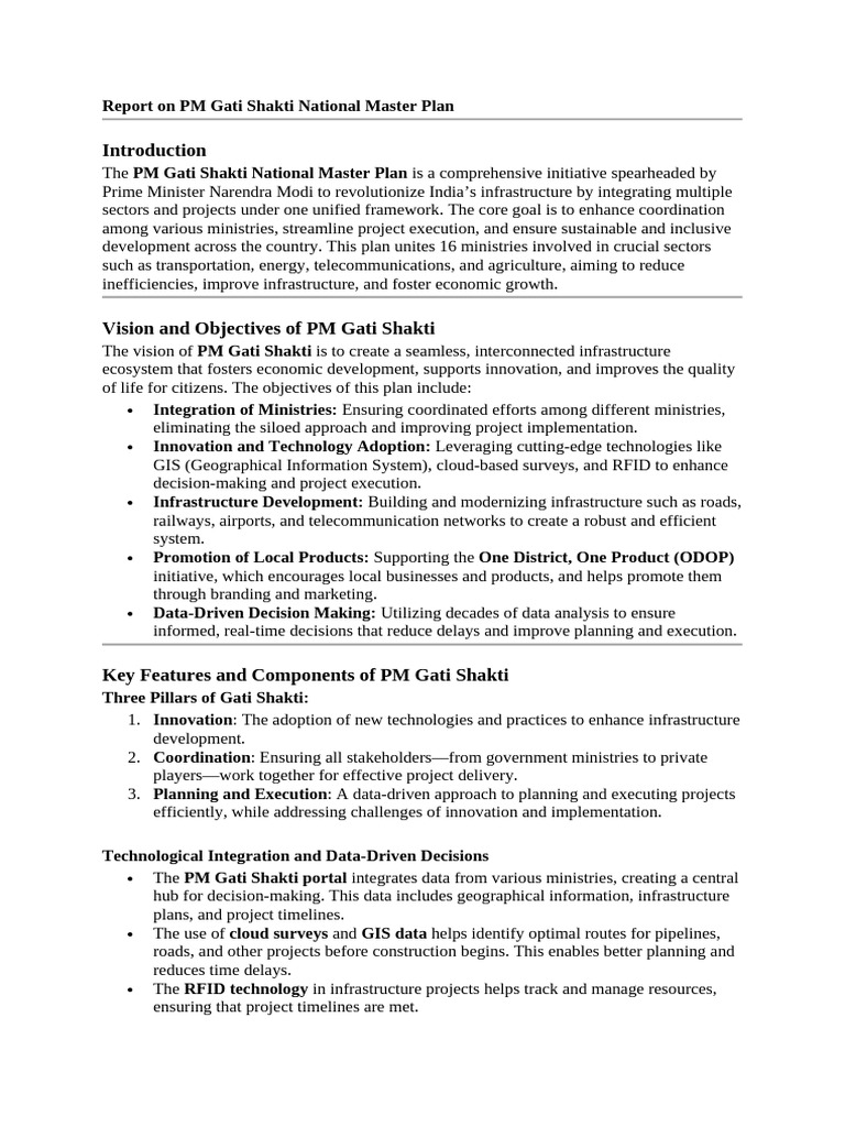 PM Gati Shakti National Master Plan Overview | PDF | Infrastructure ...