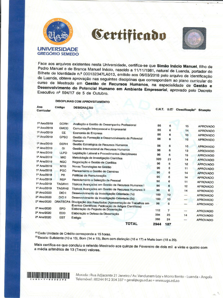 Certificado Inarres | PDF