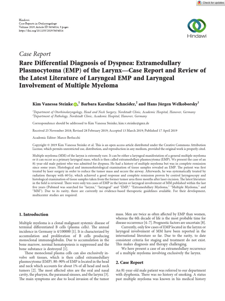 Case Reports in Otolaryngology - 2019 - Steinke - Rare Differential Diagnosis of Dyspnea ...