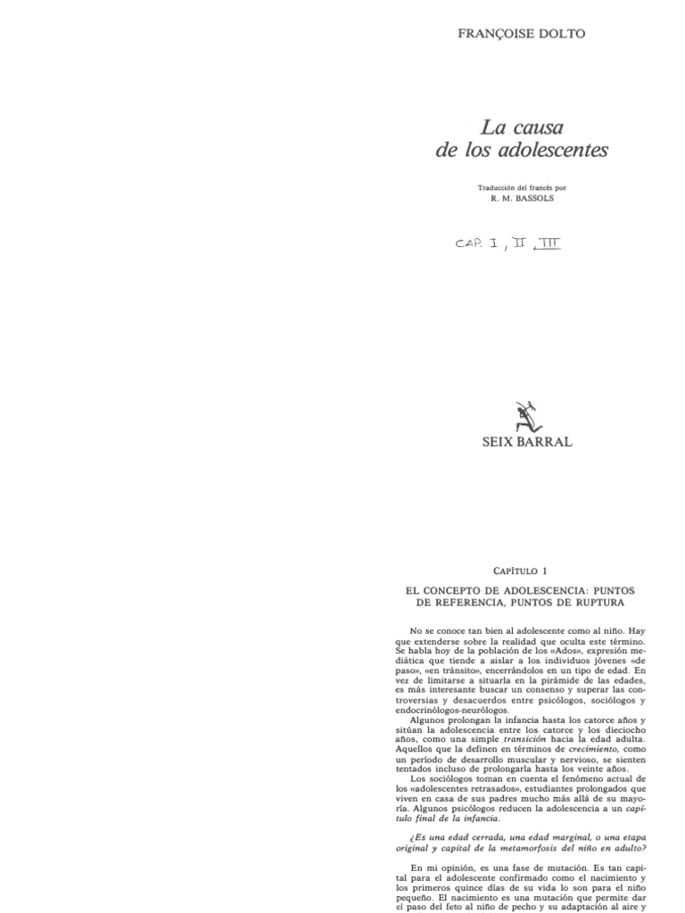 Dolto - La Causa de Los Adolescentes-Cap 1,2,3 | PDF | Adolescencia ...