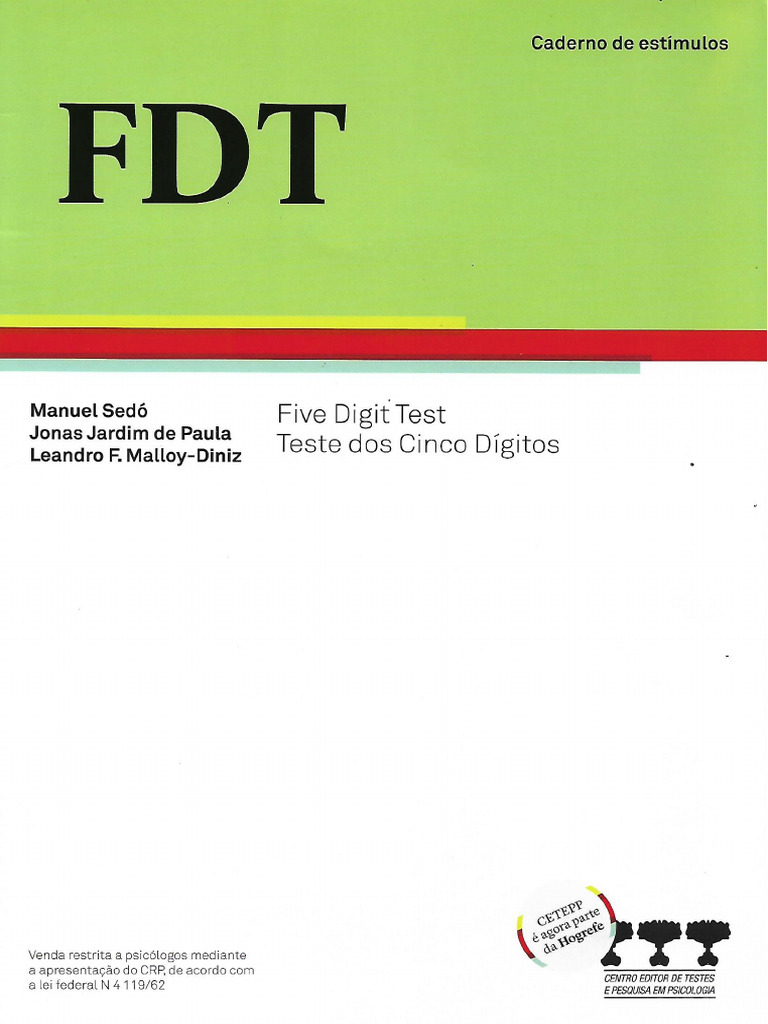 FDT Caderno de Estímulos | PDF