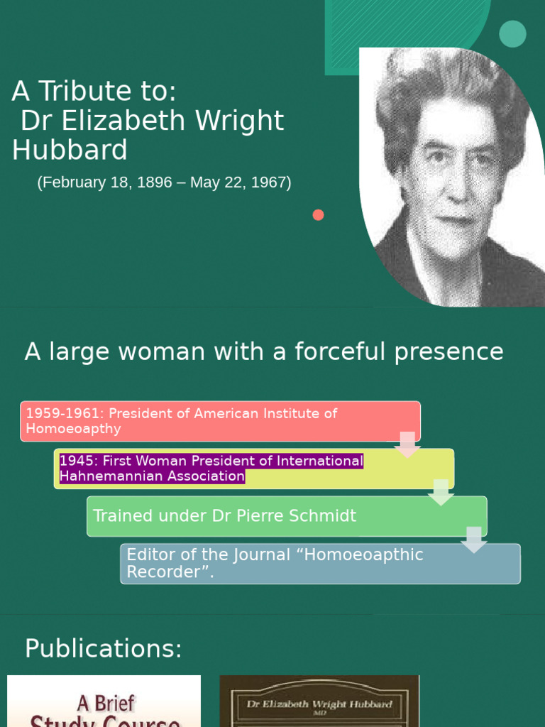 Tribute To Dr Elizabeth Wright Hubbard Pdf