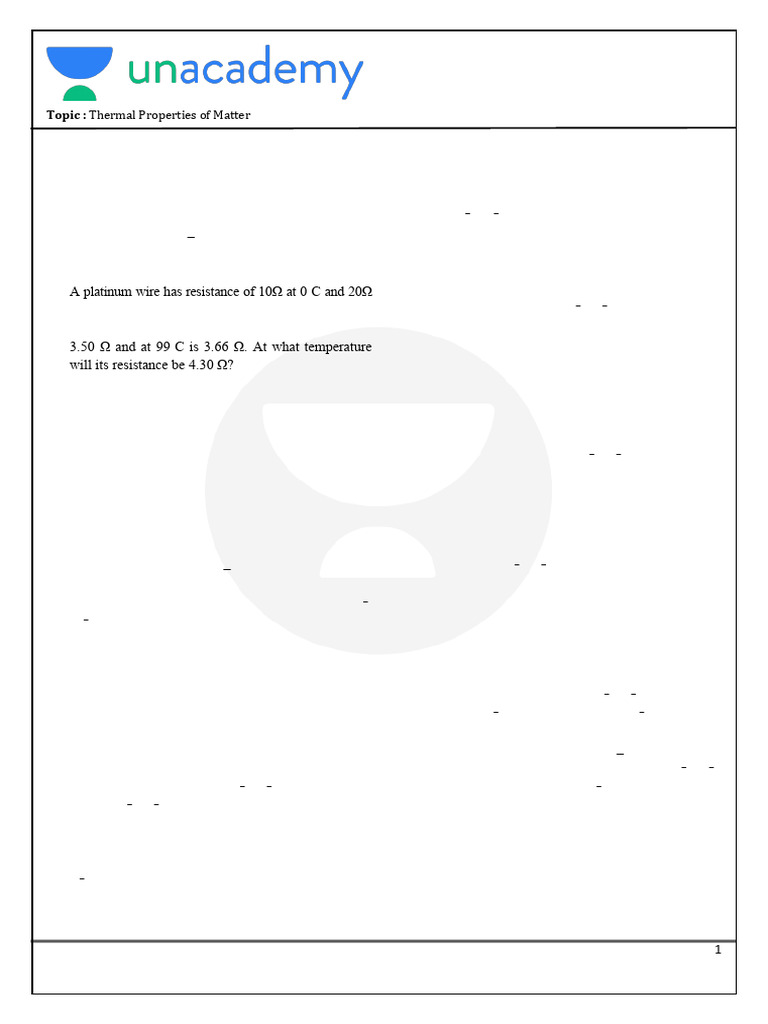Thermal properties of matter (Class Assignment-1) | PDF | Thermal Expansion | Thermometer