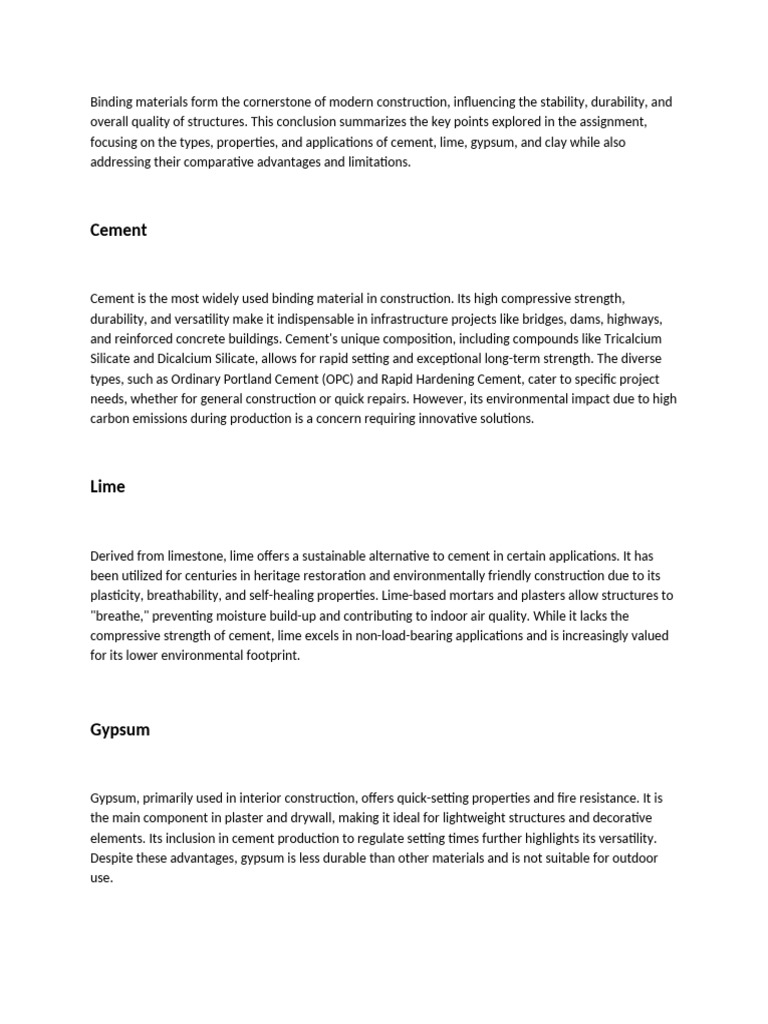 Alternative Binding Materials in Construction | PDF | Cement | Lime ...