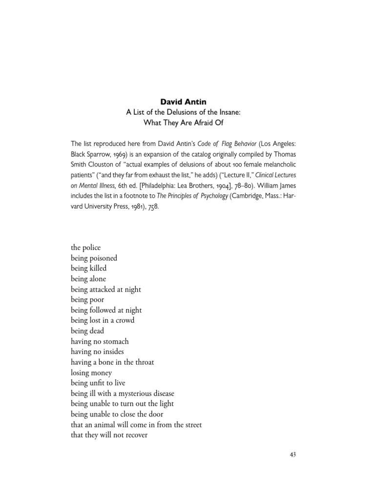 Against Expression DAVID ANTIN List | PDF