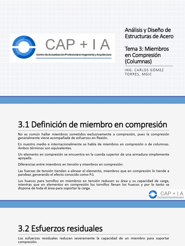TEMA 3. MIEMBROS EN COMPRESIÓN (Columnas) | PDF | Pandeo | Columna