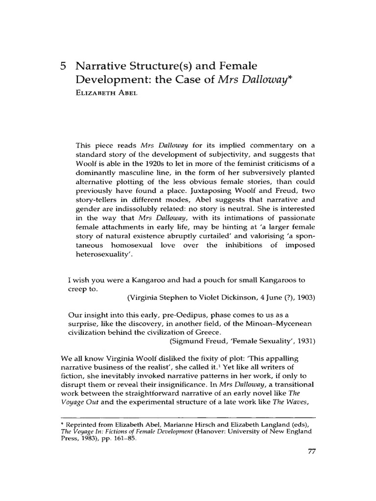 Narrative Structure and Female Development | PDF | Mrs Dalloway ...