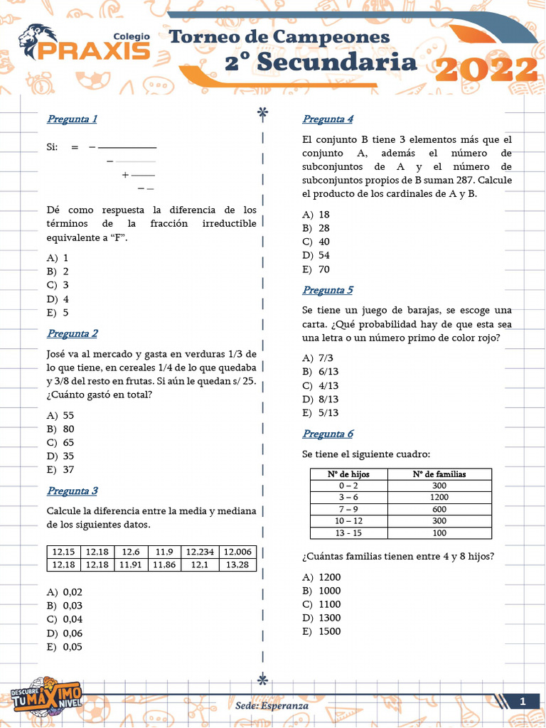 2do - Sec - Torneo Xvii | PDF | Álgebra abstracta | Álgebra