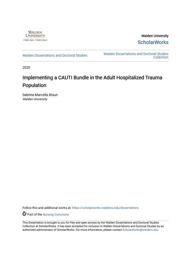 Implementing a CAUTI Bundle in the Adult Hospitalized Trauma Popu | PDF ...