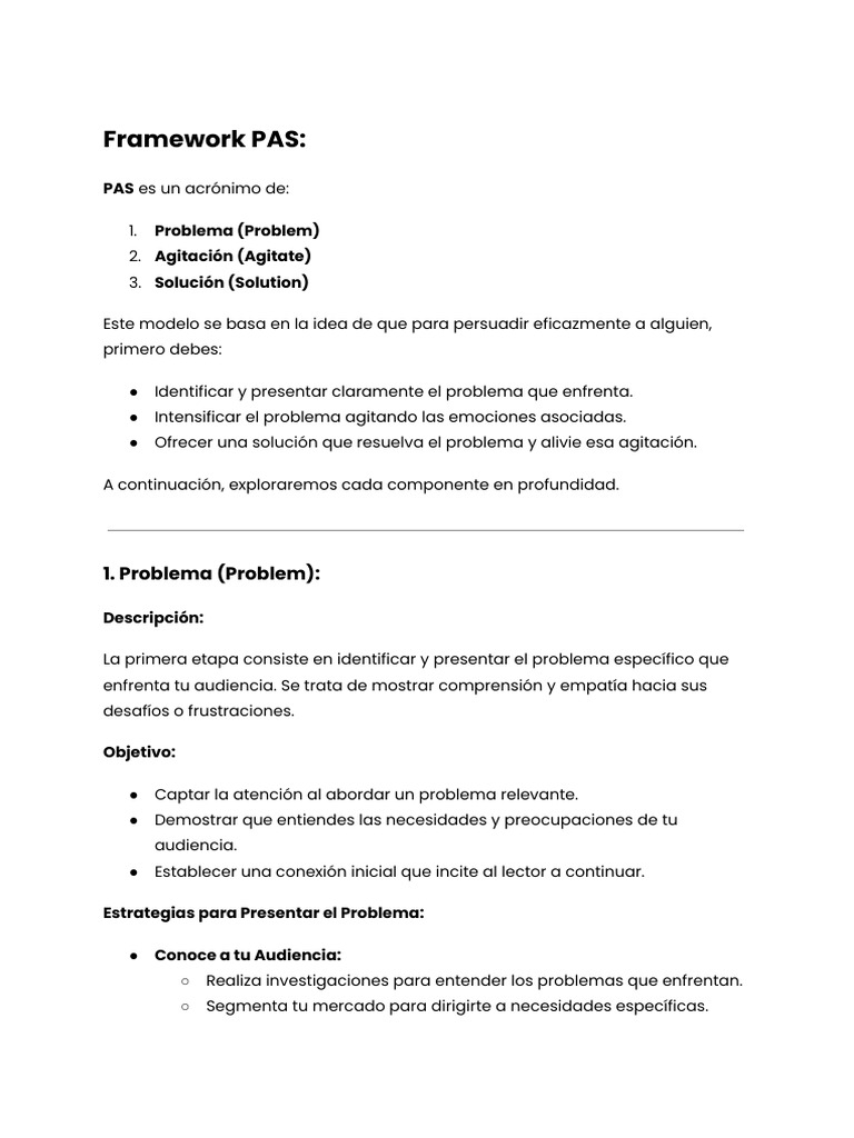 Framework PAS: Persuasión Efectiva en Marketing | PDF | Las emociones