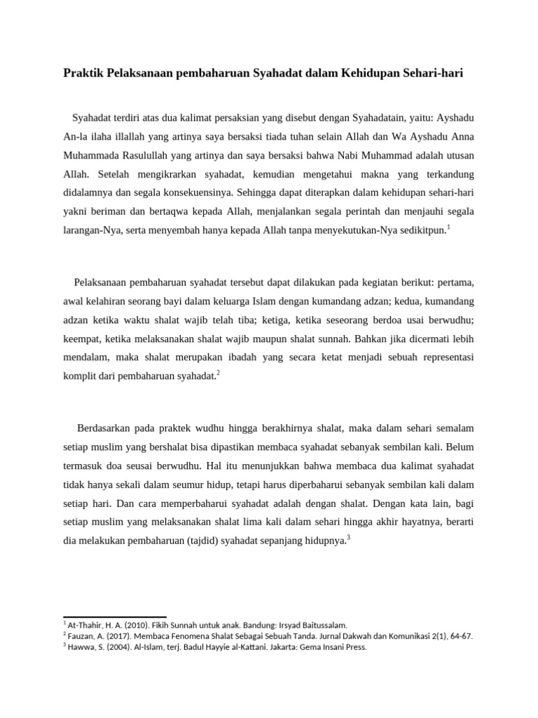 Praktik Pembaharuan Syahadat Sehari-hari | PDF