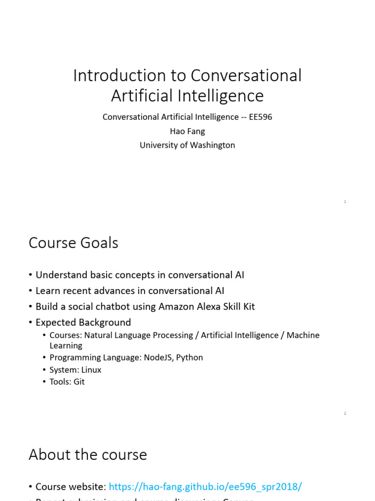 Week 1-Introduction To Conversational Artificial Intelligence | PDF | Artificial Intelligence ...