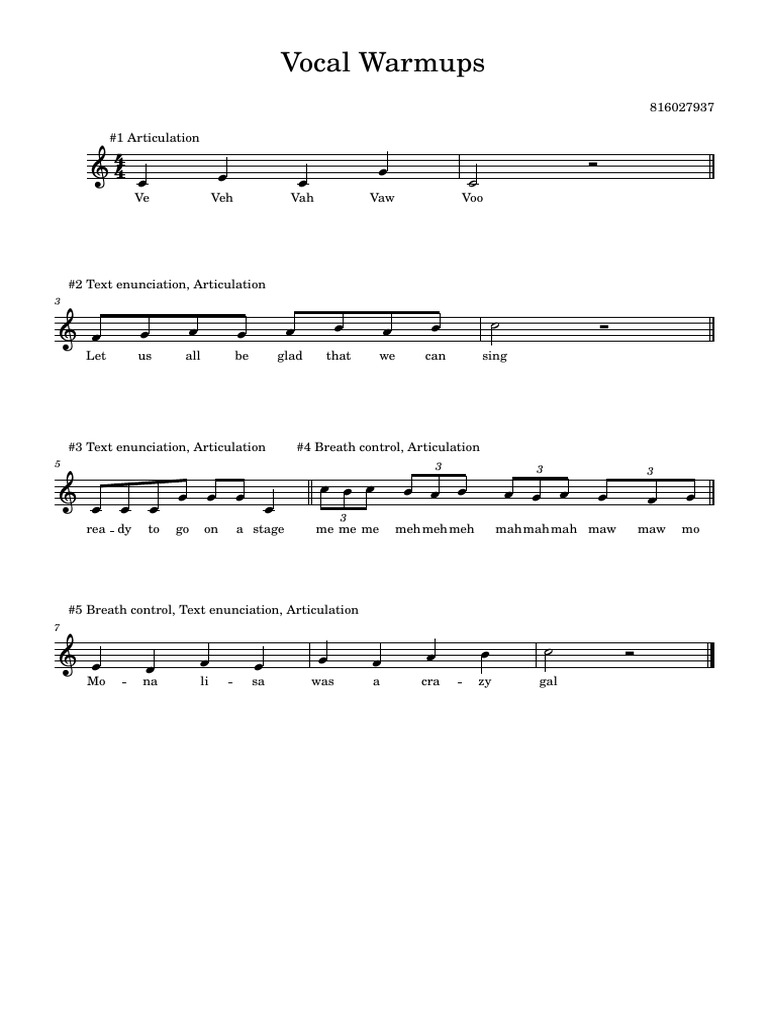 Vocal Warm Ups | PDF