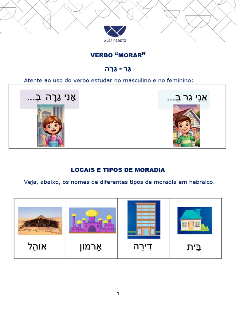 Verbo Morar - Locais e Tipos de Moradias - 1 | PDF