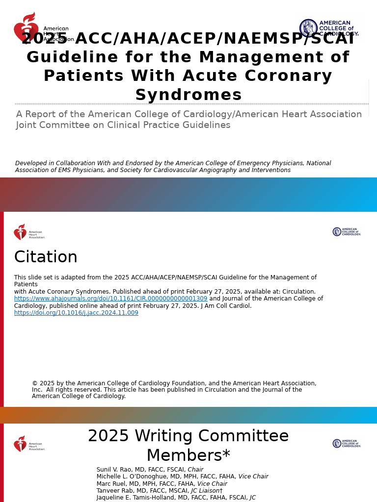 ACS Guideline Slide Set FINAL 2025!02!12 | PDF | Myocardial Infarction ...