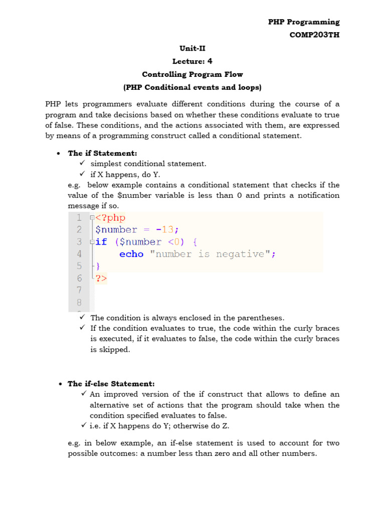 Unit-2-Lecture-4-Controlling-Program-Flow | PDF | Control Flow ...