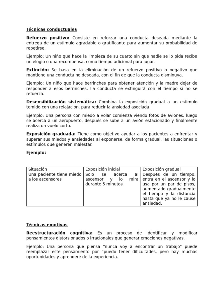 Técnicas conductuales y cognitivas efectivas | PDF | Las emociones ...
