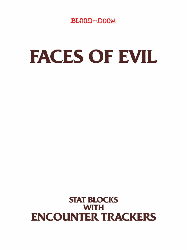 Blood and Doom - Adventure - Faces of Evil - Stat Blocks with Tracker | PDF