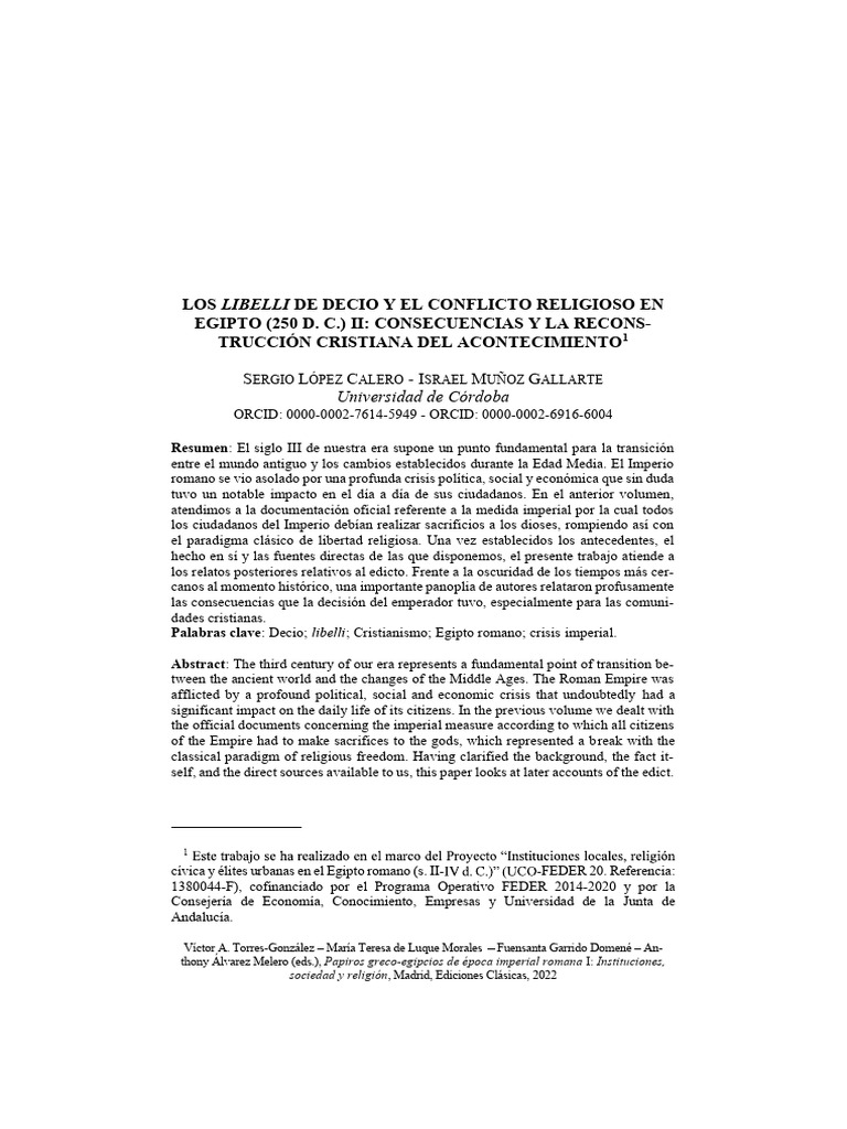 Libelli de Decio y el Cristianismo en Egipto | PDF | imperio Romano ...