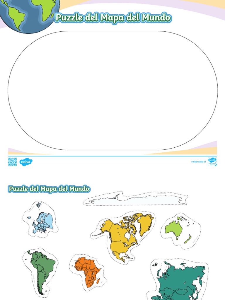 Puzzle del Mapa del Mundo: Polos y Océanos | PDF