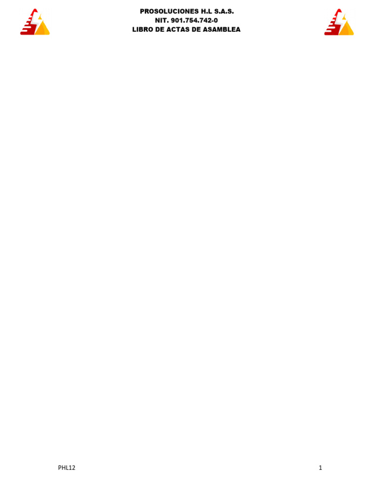 Libro de Actas de Asamblea Prosoluciones HL - Sas | PDF