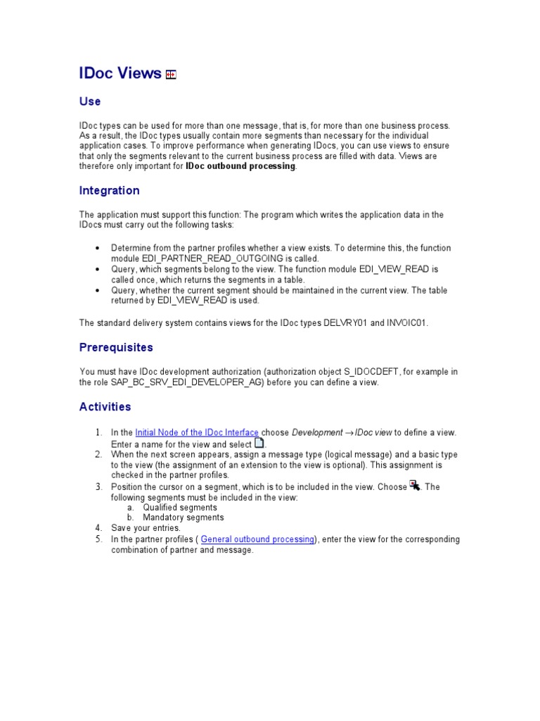 IDoc Views | PDF | Interface (Computing) | Business Process