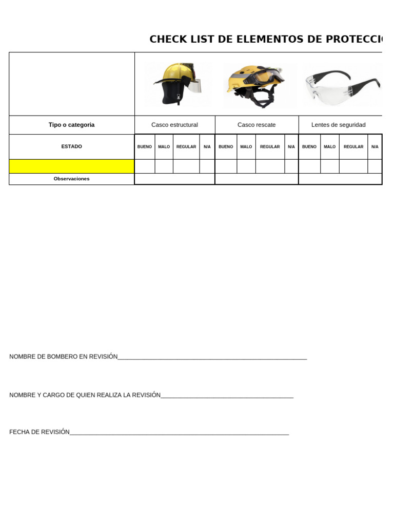 CHECK LIST EPP Primera CIA | PDF