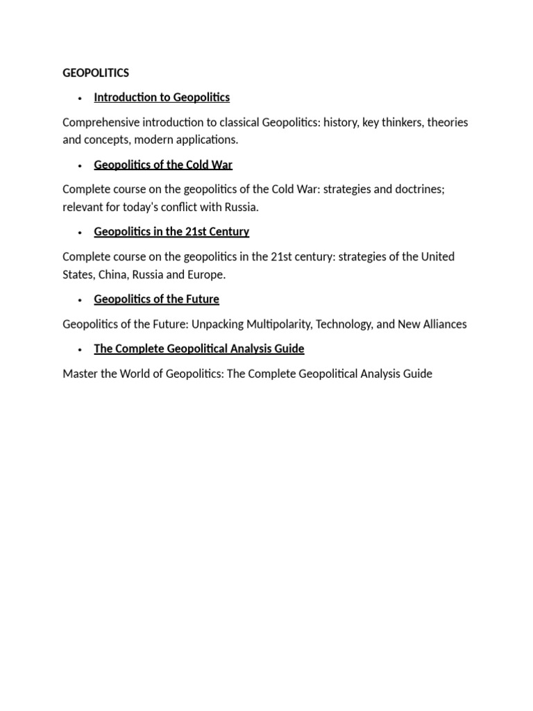 Geopolitical Studies | PDF | Geopolitics | International Relations