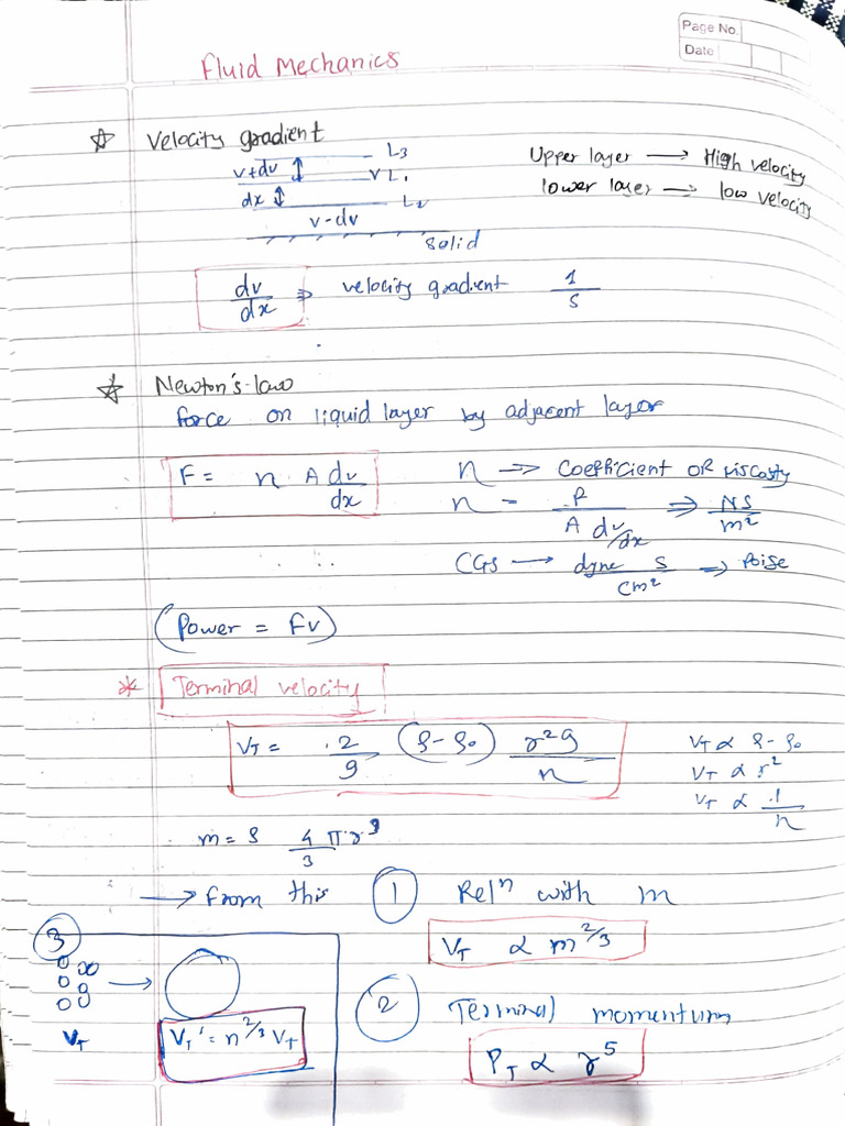 Fluid Mechanics Short Notes Handwritten | PDF | Fluid Mechanics | Mechanics
