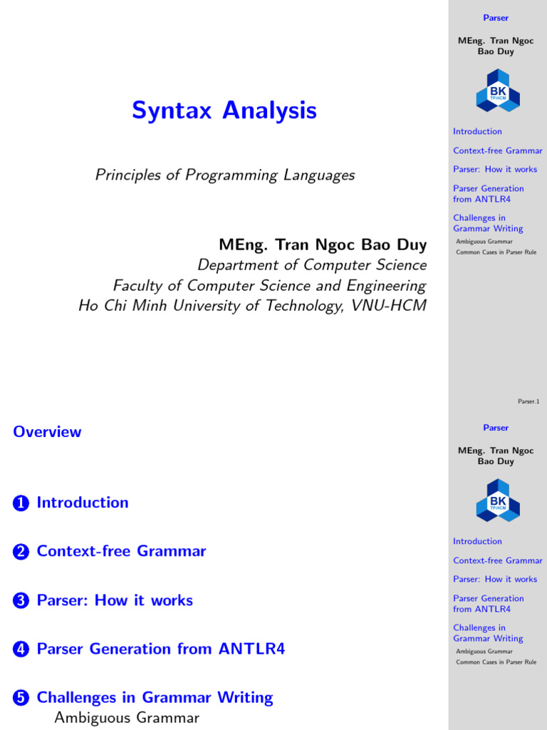CO3005 Chapter 3 Syntax Analysis | PDF | Parsing | Computer Science