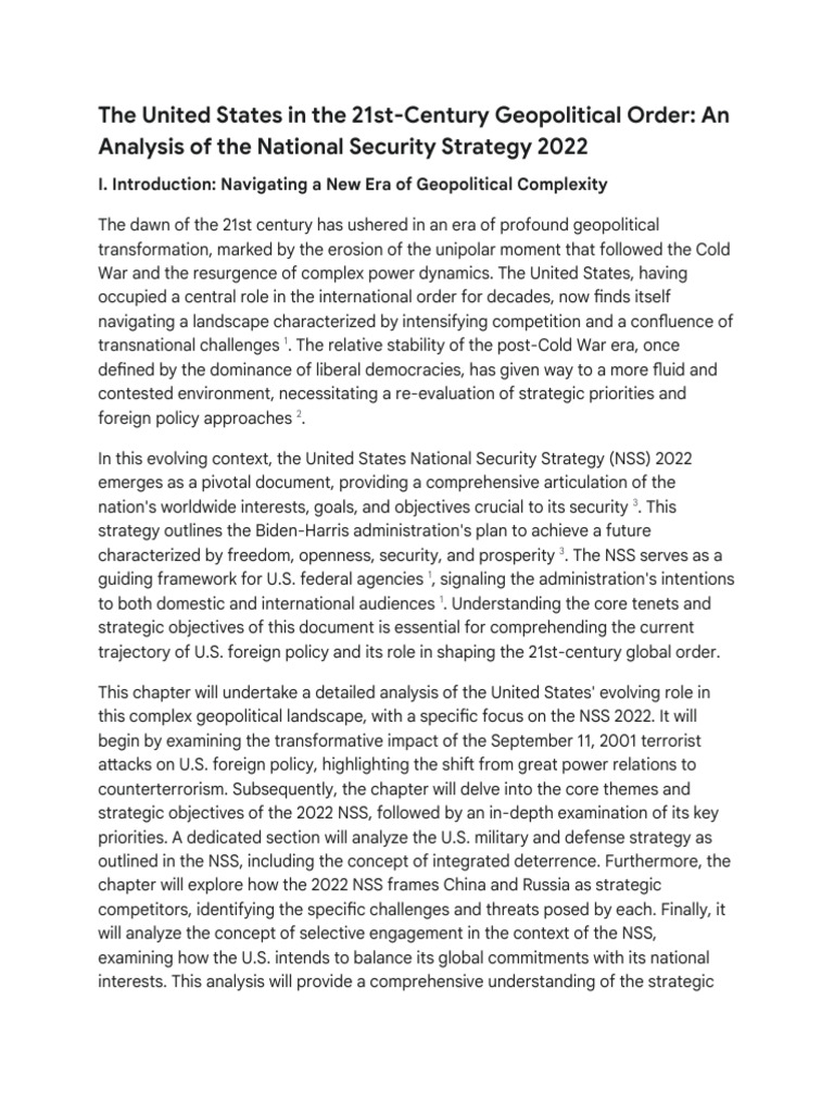 18 - US National Security Strategy Analysis | PDF | National Security ...